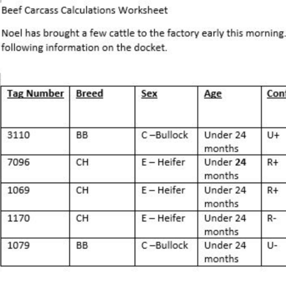 Beef Carcass Calculations – Mr. Ag