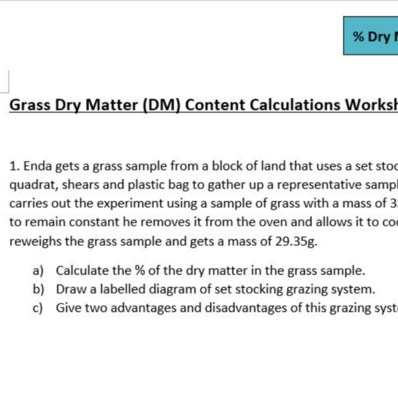 Grass DM Calculations – Mr. Ag
